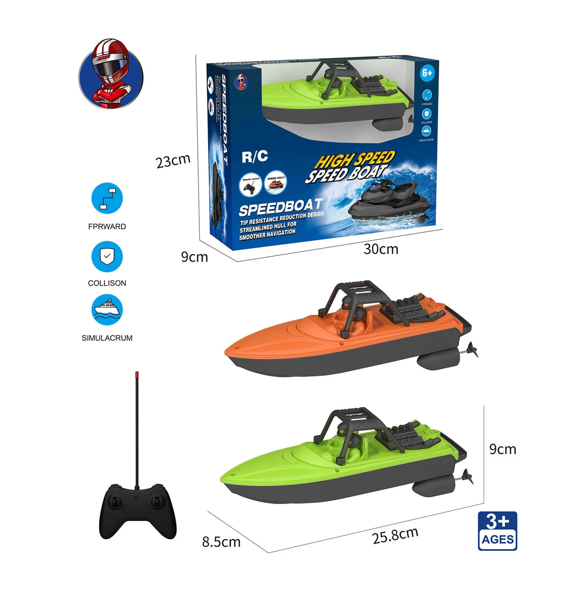 4- Channel RC Remote Controlled High-Speed Speedboat – TOYBOX