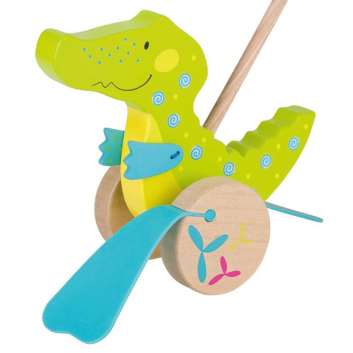 Push Along Wooden Crocodile with Wagging Tail | Buy Online at ♥️ TOYBOX