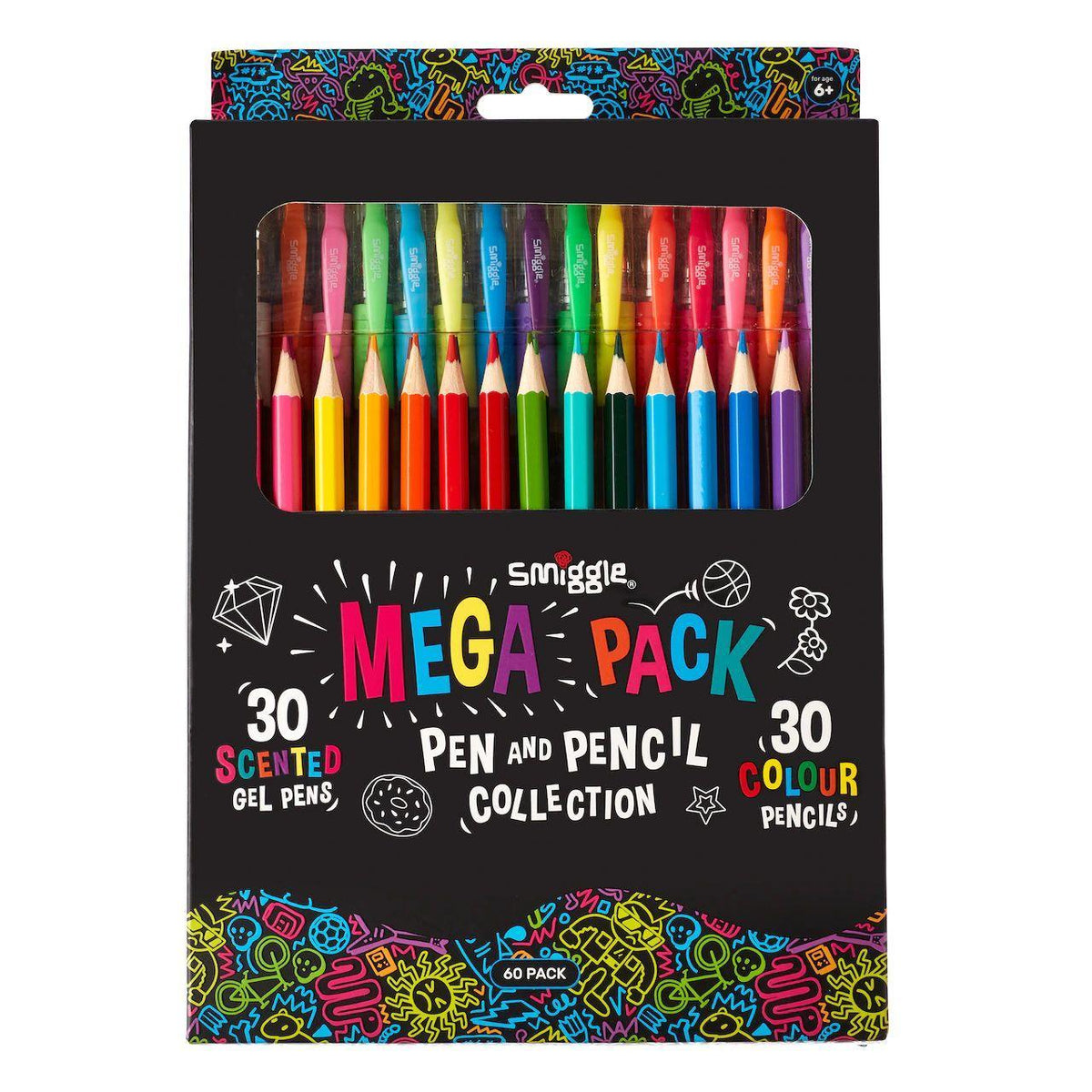 SMIGGLE Mega Pack Scented Gel Pen & Pencil Collection X60 - Colour Mix ...