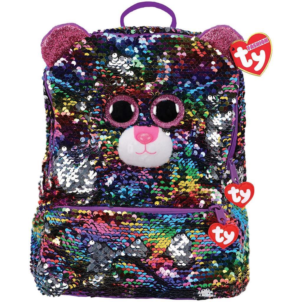 Ty Square Plush Sequin Backpack – Dotty the Leopard – TOYBOX